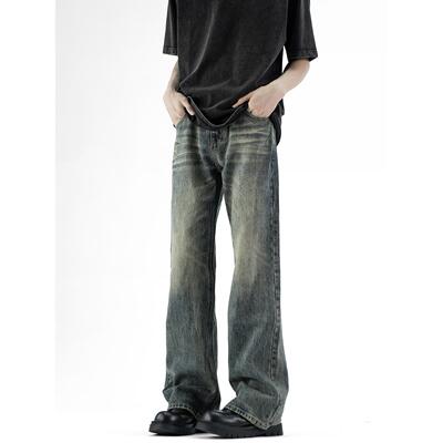 小柯xcok美式高街微喇牛仔裤男生秋季修身潮牌裤子复古水洗直筒裤