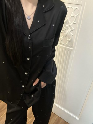 星星冰丝睡衣女可外穿缎面居家服