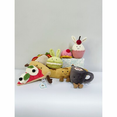 英国JELLYCAT咖啡杯法棍慕斯披萨拉面马卡龙面包蛋糕可爱毛绒礼物