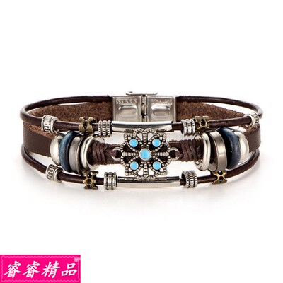 men's New faux leather punk bracelet male accessories ba