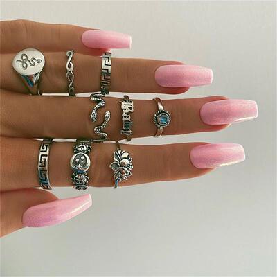new snake-shaped joint ring set rings jewelry 关节戒指饰品女