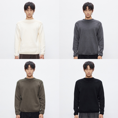 DESERTO 重磅盔甲编织粗针立体纽花长绒棉针织慵懒费尔岛卷边毛衣