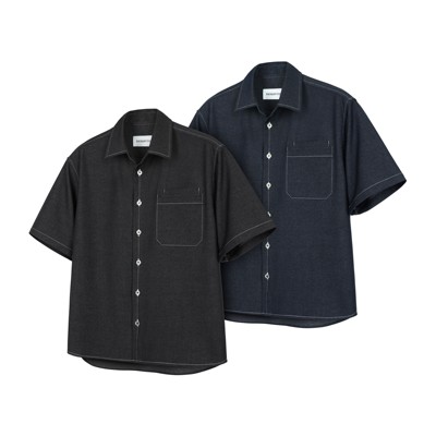 DESERTO 仿原牛明线撞色贝母扣垂坠凉感休闲双口袋短袖衬衫衬衣男