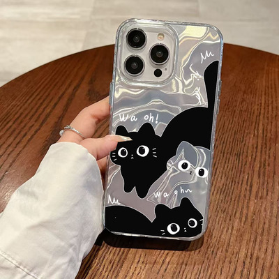 水波纹堆堆猫咪苹果适用iphone15Promax苹果14手机壳12卡通13新款