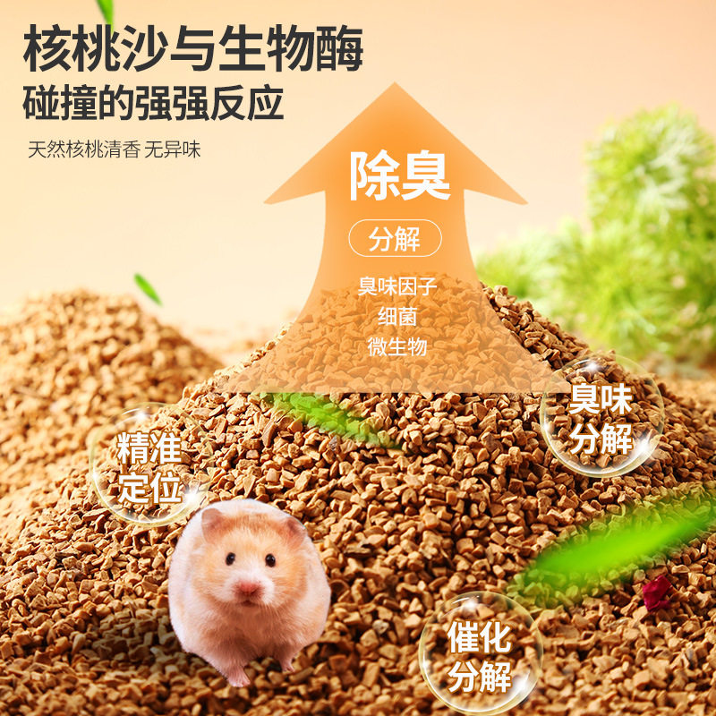 仓鼠核桃砂夏吸水无尘垫料天然生物酶金丝熊除臭颗粒沙可洗花枝鼠