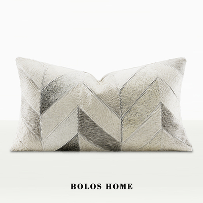 柏洛斯Diamonds鱼骨纹轻奢马毛北欧风样板间酒店别墅沙发腰枕靠垫