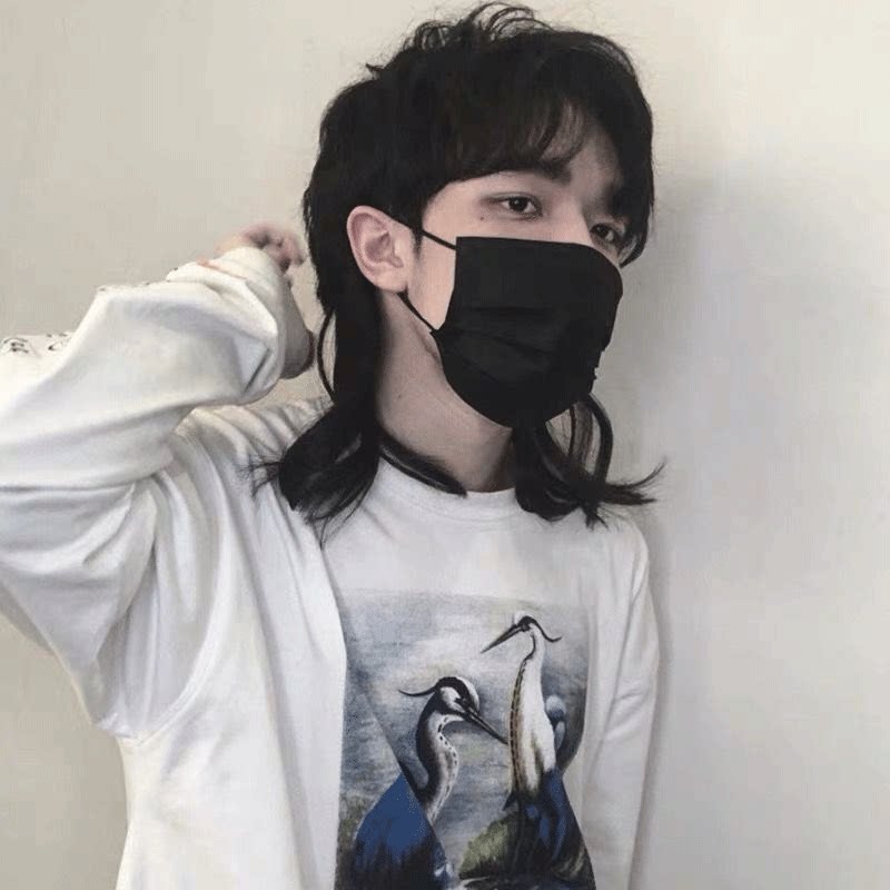 假发男短发韩版帅气男士狼尾头发型蓬松自然学生全头套黑+小护理