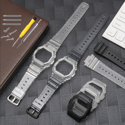 适配卡西欧小方块DW-5600BB/BBN/MW/E/SKE/THS-1冰刃树脂表壳表带