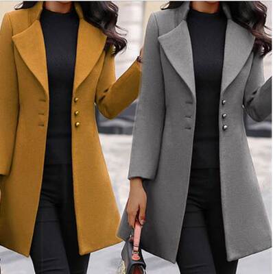 S-3xl Ladies fall and winter woolen suit overcoat大码女毛呢
