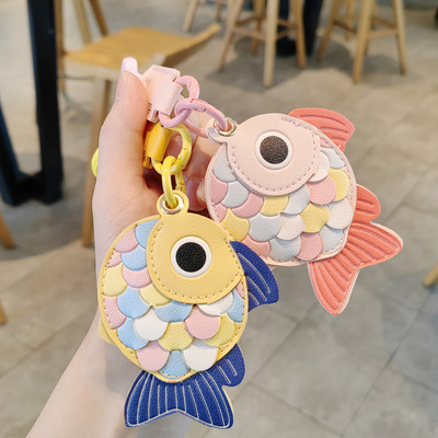 可爱卡通锦鲤小鱼门禁卡套钥匙扣挂件创意书包挂饰男女纪念品礼物