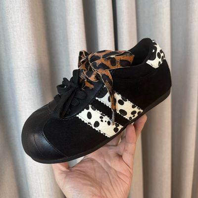 福利款真皮豹纹德训鞋女鞋-8860