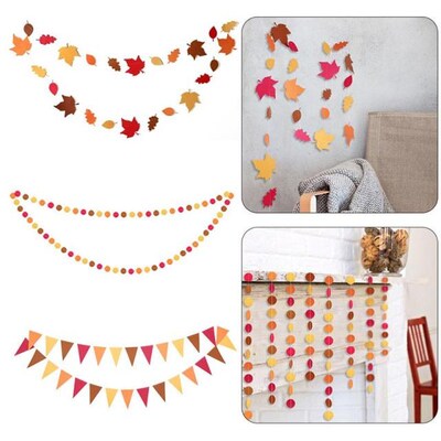 Artificial Maple Leaf Decorative Autumn Leaves Flag Banner