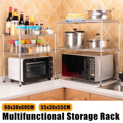 2 Tier Stainless Steel Multifunctional Microwave Oven Shelf