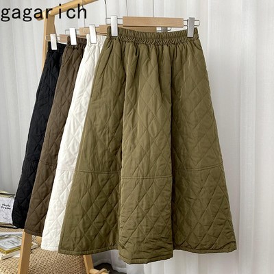 Gagarich Diamond Lattice Woven Skirt Women 2021 Winter Korea