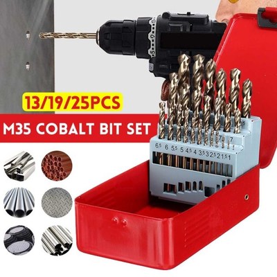 Drillpro 25pcs/set M35 Cobalt Drill Bit Kit HSS-Co Jobber Le