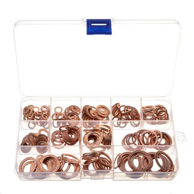 280PCS Solid Copper Washers Gasket Set M5-M20 Seal Flat Ring