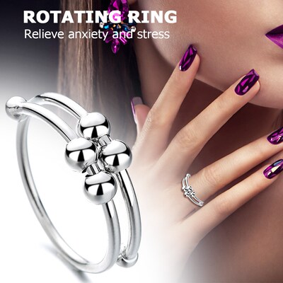 2021 Fidget Bead Rings for women men Rotate Freely AntiStres