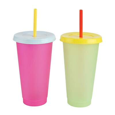 5pcs Color Changing Mug Reusable Plastic Tea Cup Coffee Cup