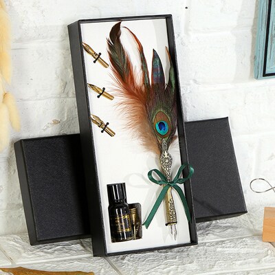 Calligraphy Feather Dip Pen Writing Stationery set Gift Box