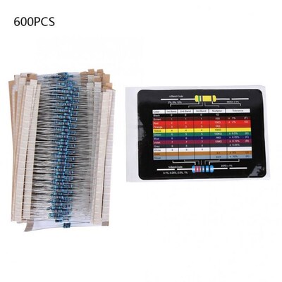 600Pcs/Lot Film Resistors 1/4W 1% Metal Film Resistor Kit 10