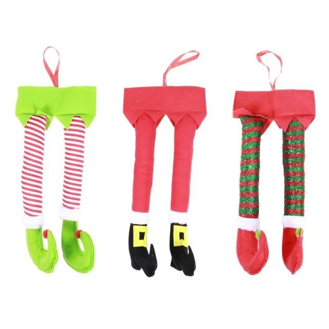 Novelty Christmas Santa Elf Legs Funny Plush Stuffed Feet wi_虎窝淘