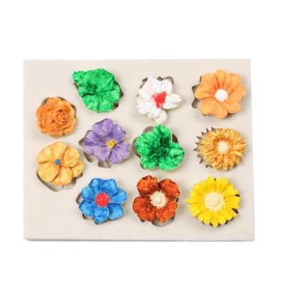 Sunflower Rose Flowers Shape Silicone Mold Cake Border DIY D