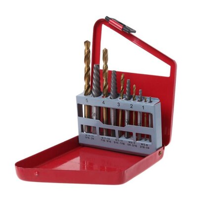 10 Pcs/Set Screws Extractors Left Hand Drill Bits Tool Kit M