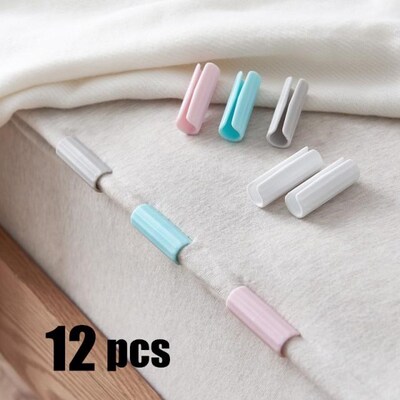 12pcs Bed Sheet Clips Plastic Slip-Resistant Clamp Quilt Bed