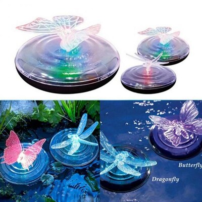 1PC Solar LED Float Lamp Butterfly Dragonfly Shape Garden Po