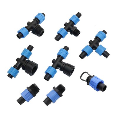 2Pcs 16mm Drip Tape Straight Tee Type Connectors With Locked