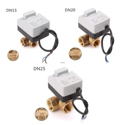 AC220V 3-way Electric Motorized Ball Valve Three-wire Two Co