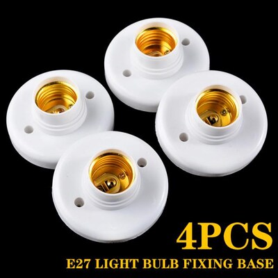 1pc/4pcs E27 Lamp Holder Round Plastic Bulb Socket Base Prac