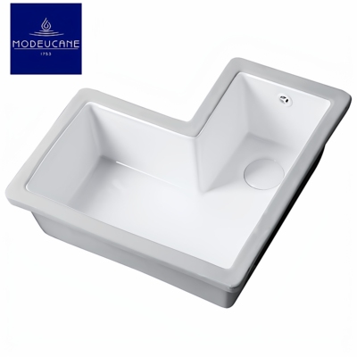 L型陶瓷台下盆扇形一体洗衣槽