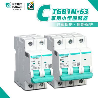 天正空气开关TGB1N-63A2P小型32A家用3P电闸保护器4P空开关断路器