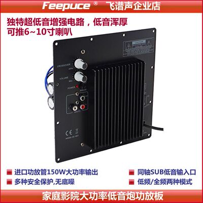 有源超低音炮功放板家庭影院SUB同轴输入大功率可带10寸喇叭220V