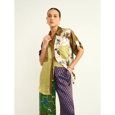 Short sleeved color matching holiday casual tie up set