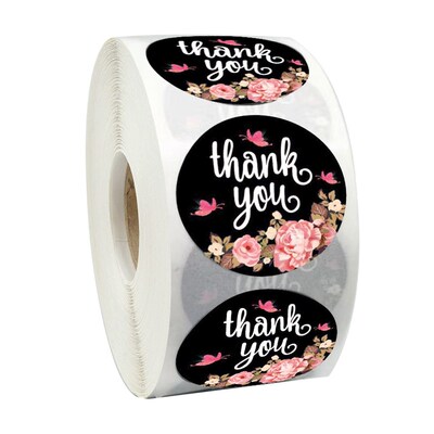 50-500pcs flower Sticker Thank You Sticker Seal Labels round