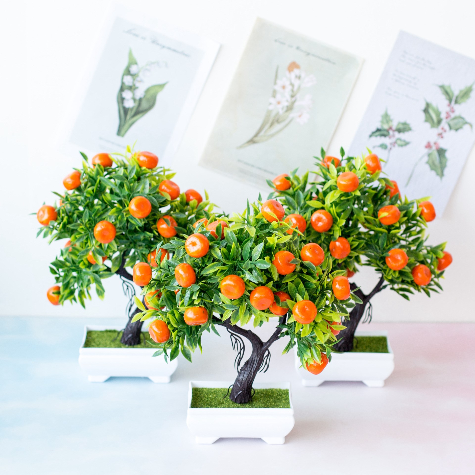 Bonsai Artificial Plants Mandarin Orange blooming Fruit Tree_虎窝淘