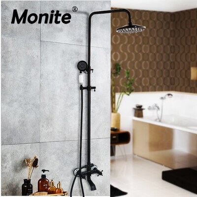 Monite 8 Inch Rainfall Shower Faucet Bathroom Wall Mounted D