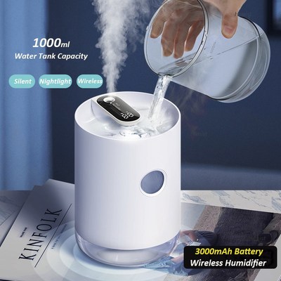 Home Air Humidifier 1L 3000mAh Portable Wireless USB Aroma W