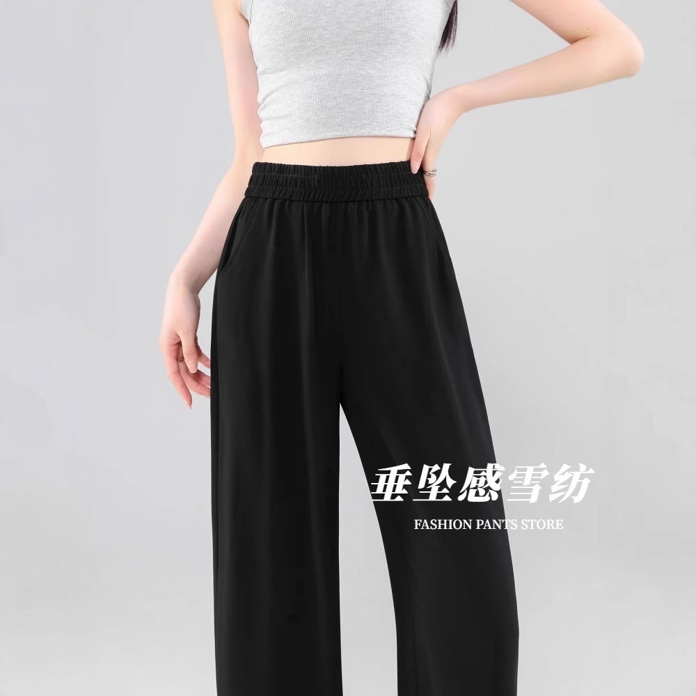 西装阔腿裤女款女裤春夏季薄款松紧腰2026新款高腰垂感时尚休闲裤