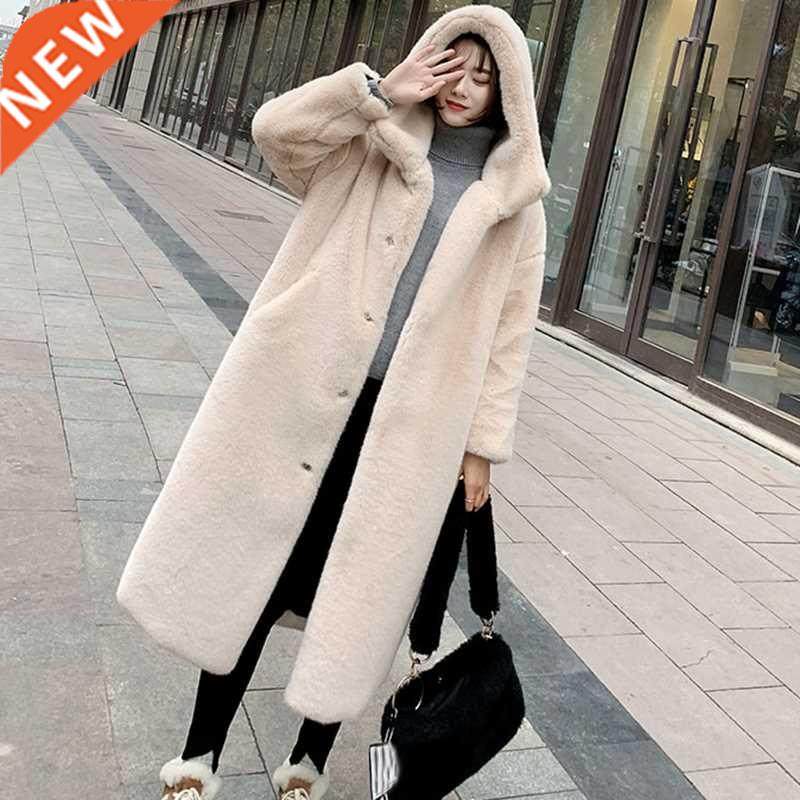 Winter Women High Faux Rabbit Fur Coat Luxury Long Fur Coat_虎窝淘