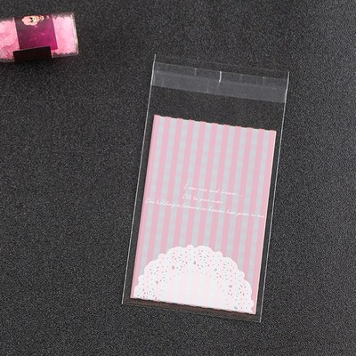 Powder Blue White Grid SemiLace opp SelfAdhesive Seal Bag fo
