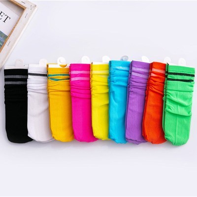 2Stripe Heap Socks for Kids Thin Straight Tube No Heel Paren