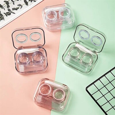 Contact Lens Case Transparent Cute Compact Holder No Need to