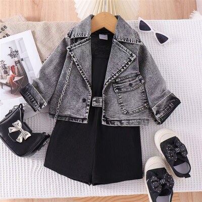 FallWinter TwoPiece Set Kids Suspender Romper Shorts Long Sl