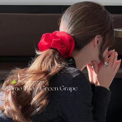 甜美小众复古缎面红色大肠发圈法式发饰皮筋扎头发绳气质马尾头绳