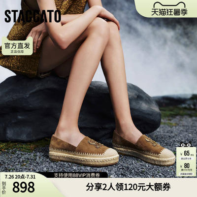 思加图2026新款复古渔夫鞋大麦鞋一脚蹬懒人鞋女单鞋EDT25AA6