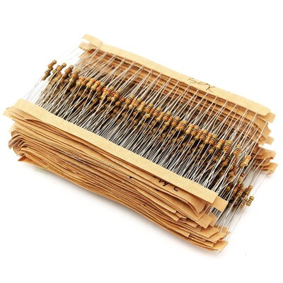 1000pcs/lot 1/4W 0.25W Carbon Film Resistor Assortment Kit