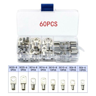 OOTTDY 60Pcs Crimp Wire Connectors Tinned Copper Wire Lugs B